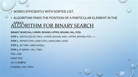Linear And Binary Search Ppsx