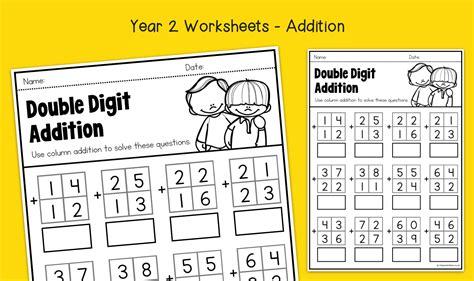 Year 2 Double Digit Addition Column Addition Worksheets Ks1 Addition Primary Maths