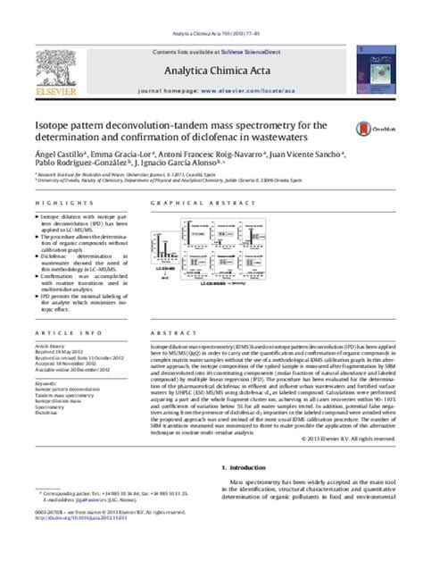 Pdf Isotope Pattern Deconvolution Tandem Mass Spectrometry For The Determination And