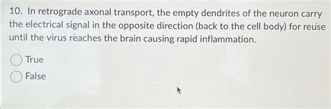 Solved In Retrograde Axonal Transport The Empty Dendrites