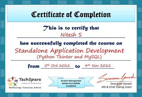 Python Tkinter Mysql Softwaredevelopment Certification