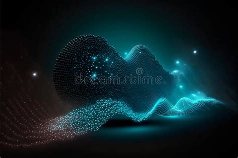 Illustration Of Motion Waving Dots Texture With Glowing Particles