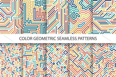 Colorful Geometric Striped Patterns Graphic Patterns ~ Creative Market