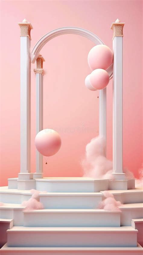 The Elevated Elegance Of Sky Podium Display With Serene Cloudy Backdrop Stock Illustration