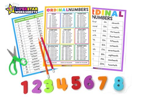 Ordinal Numbers 1 20 Ordinal Numbers Superstar Worksheets