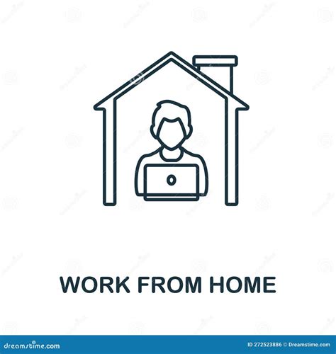 Work From Home Line Icon Monochrome Simple Work From Home Outline Icon For Templates Web