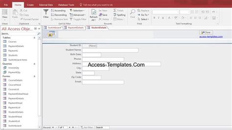 Student Database Design Example Templates For Microsoft Access 2013 And
