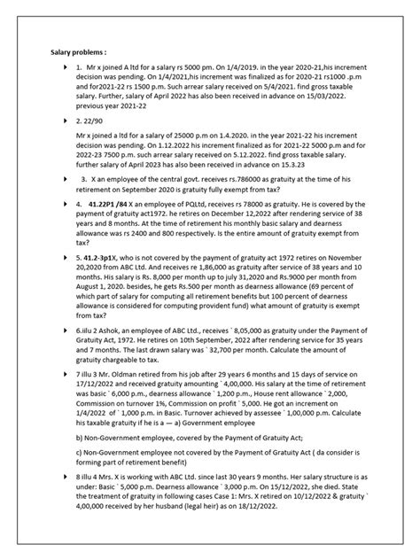 Salary Problems 2 Pdf Cost Of Living Salary