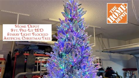 Home Depot 9 Foot Pre Lit Led Starry Light Flocked Artificial Christmas