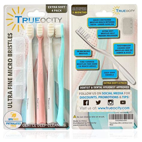 Extra Soft Nano Silk Toothbrushes 4 Pack 20000 Bristles For