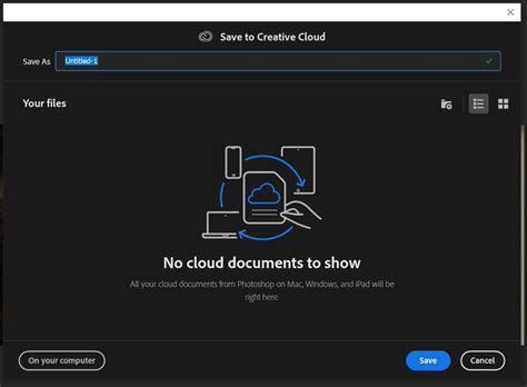 Solved Disable Save To Creative Cloud Dialog Box Adobe Community
