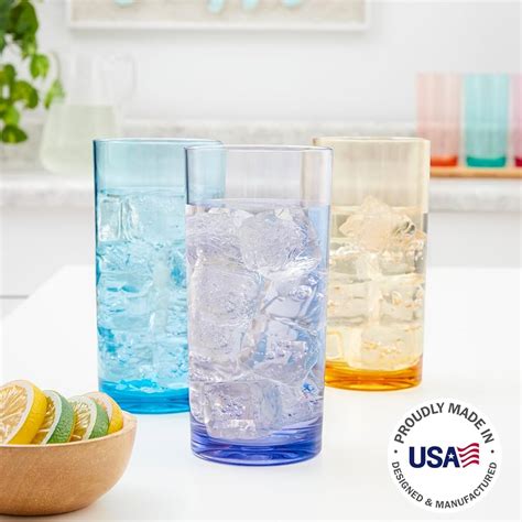 Plastic Drinking Glasses Made In Usa Us Acrylic Classic Clear Plastic
