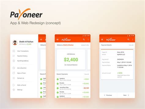 Payoneer App Redesign Concept Redesign App Mockup Design