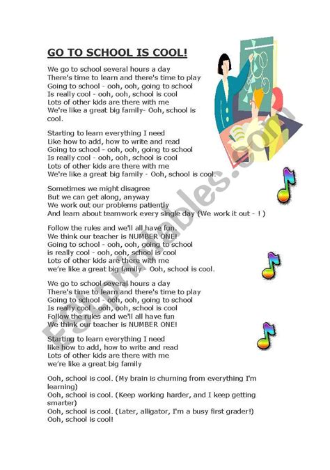 School Song Esl Worksheet By Vhero