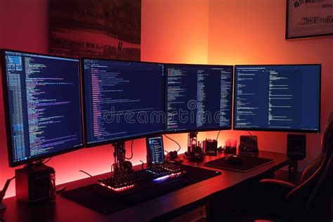 Cloud Based Deployment Tracking By Devops Team At Modern Workstation With Multiple Monitors And
