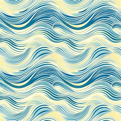 Premium Vector Seamless Tile Pattern Of Abstract Ocean Wave Designs On A Very Light Yellow