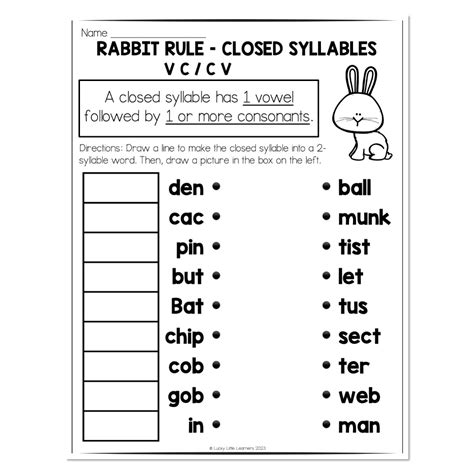 Closed Syllable Worksheets