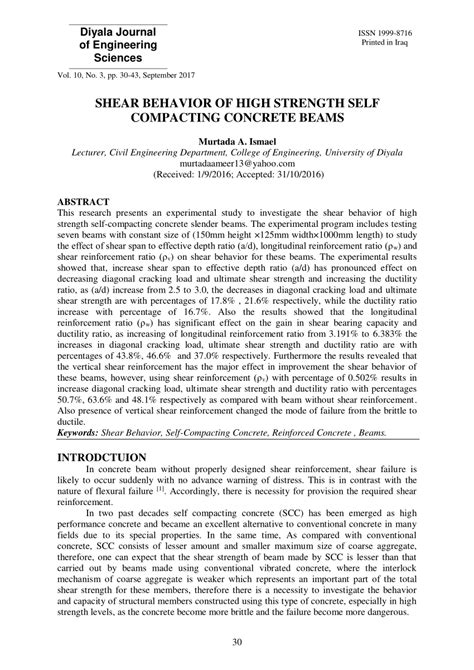 Pdf Shear Behavior Of High Strength Self Compacting Concrete Beams