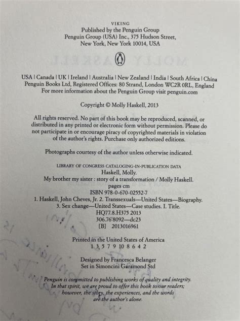 molly haskell my brother my sister first edition 2013 signed and