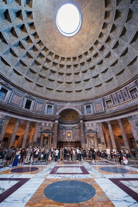 Premium Photo Famous Ancient Pantheon Interior With Round Dome Walls