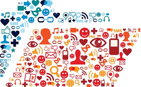 Social Media Icons Set Folder Composition Messaging Globalization Connect Vector Messaging