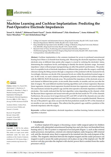 pdf machine learning and cochlear implantation predicting the post