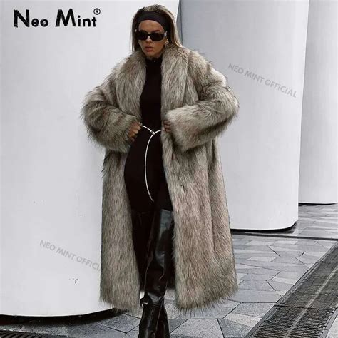 Neo Mint Mob Wife Aesthetic Faux Fur Coat Womens From