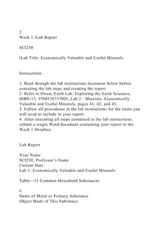2Week 1 ILab ReportSCI230iLab Title Economically Valuab Docx