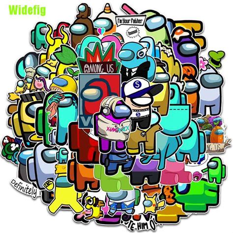 E 100pcs Among Us Graffiti Stickers Car Skateboard Luggage Laptop