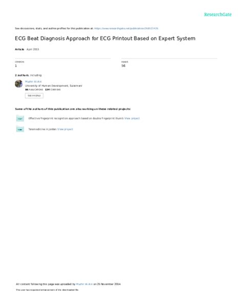 Pdf Ecg Beat Diagnosis Approach For Ecg Printout Based On Expert System