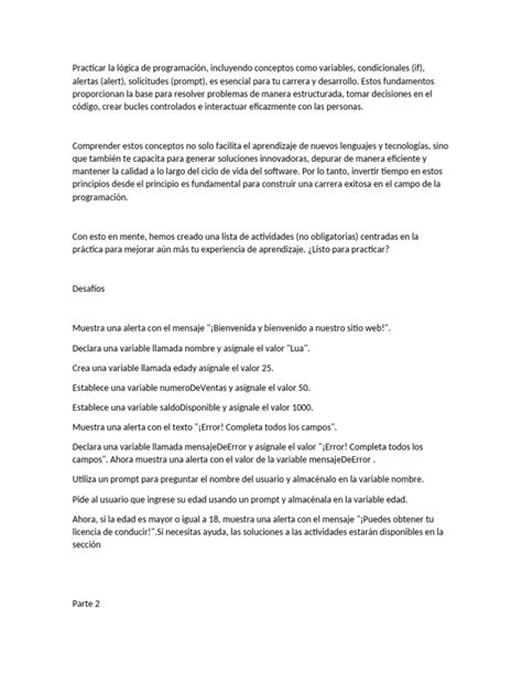 Practicar La Lógica De Programación Pdf Error De Programación Programación De Computadoras