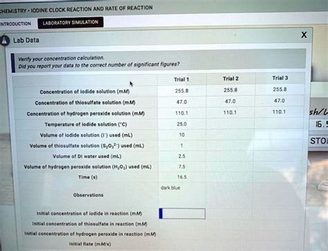 Get Answer Hemistry Iodine Clock Reaction And Rate Of Reaction Introduction Laboratory