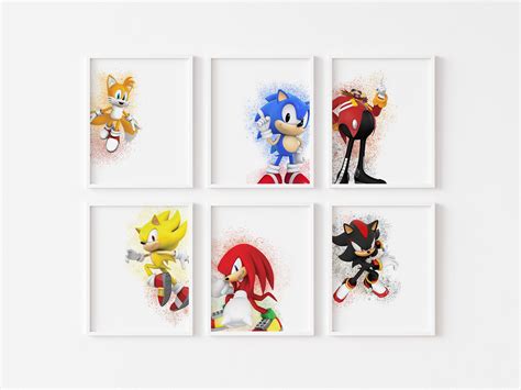 Sonic Digital Wall Art Sonic Posters Gaming Posters Video Game Room Poster Print Set Of 6