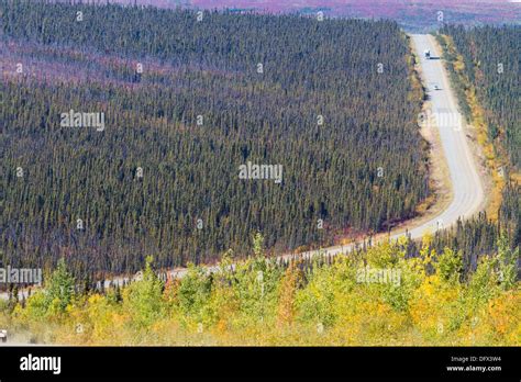 Dalton Highway Leading To Prudhoe Bay In Arctic Ocean Alaska Stock