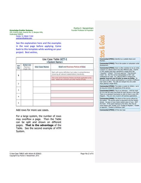 Use Case Table With Actors And Goals Pdf