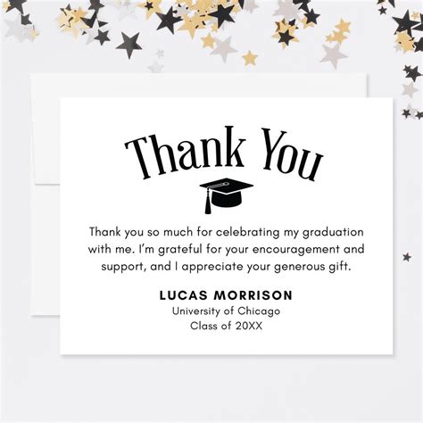 Personalized Graduation Thank You Cards Modern Black And White Notes