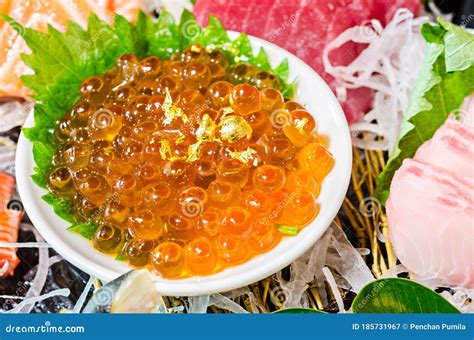 Ikura Roe Salmon Ikura Roe Served With Rice And Top With Japanese