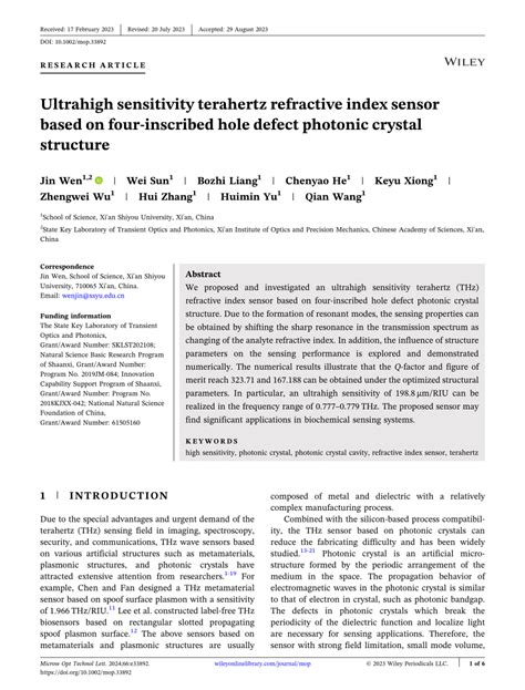 Ultrahigh Sensitivity Terahertz Refractive Index Sensor Based On Four