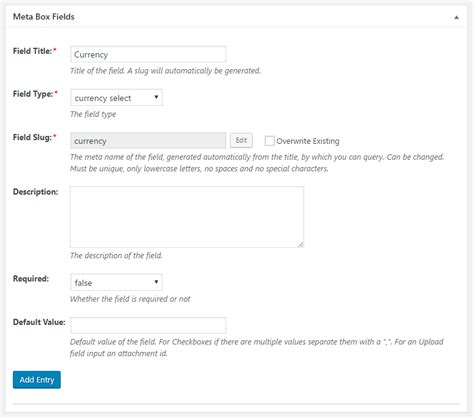 currency select field