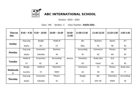 Class Routine Pdf