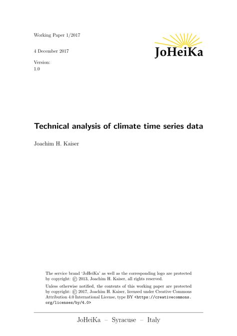 Pdf Technical Analysis Of Climate Time Series Data