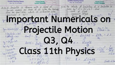 Important Numericals On Projectile Motion Q3 Q4 Chapter 4