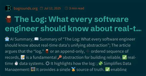 🪵 The Log What Every Software Engineer Should Know About Real Time Datas Unifying Abstraction