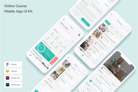 Online Course Mobile App Ui Kit Graphic By Betush Creative Fabrica