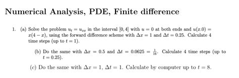 Solved Numerical Analysis PDE Finite Difference A Chegg