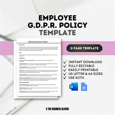 Employee Gdpr Policy Template Data Privacy Policy Gdpr Compliance