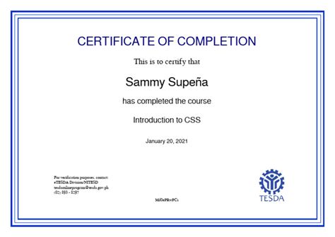 Intro To Csscertificate Of Completion Pdf