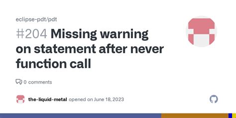 Missing Warning On Statement After Never Function Call · Issue 204 · Eclipse Pdtpdt · Github