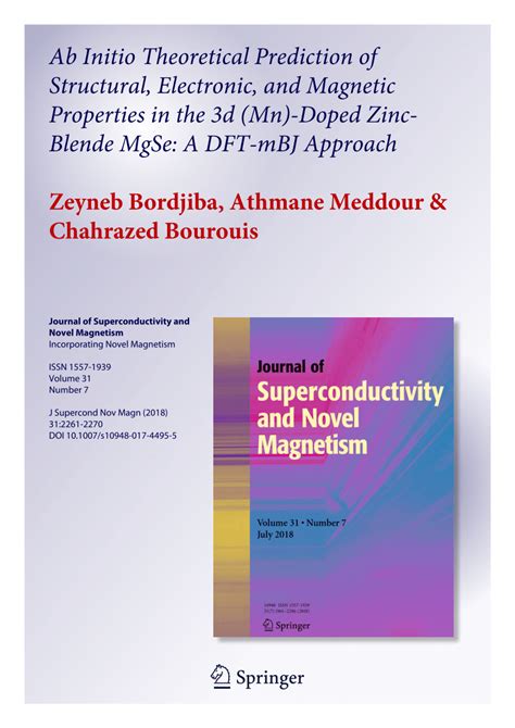 Pdf Ab Initio Theoretical Prediction Of Structural Electronic And Magnetic Properties In The