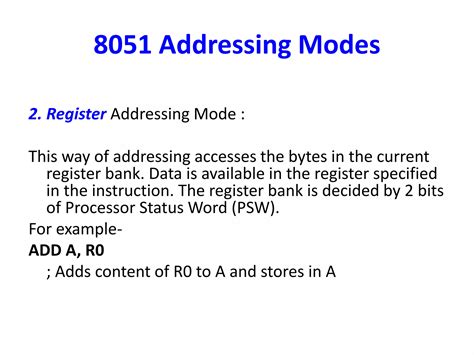 8051 Addressing Modes And Instruction Set Ppt
